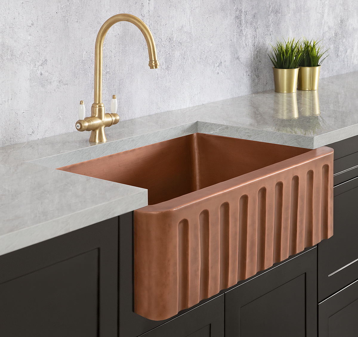 Copper Single Fluted Butler Sink – Butler sinks New Zealand