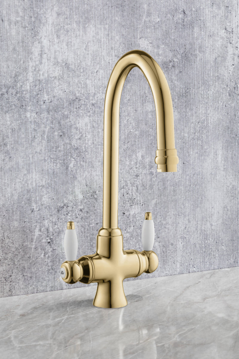 Victorain Kitchen Tap - Porcelain Levers – Butler sinks New Zealand